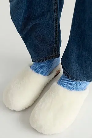 KUNSTEN Ella Cashmere Shearling Clogs - White