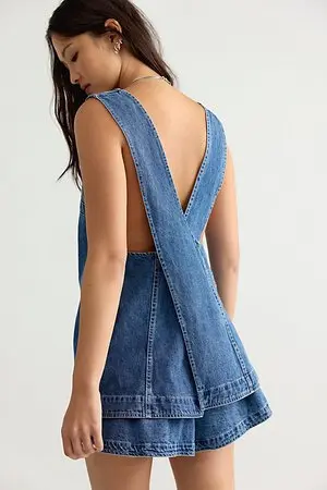 Free People Down In The Valley Denim Short Set - True Blue