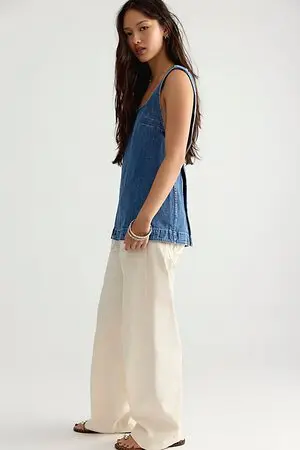 Free People Down In The Valley Denim Short Set - True Blue