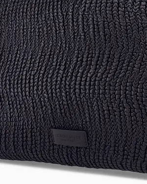 Giorgio Armani Micro Pleated Leather Shopper Bag With Woven Pattern