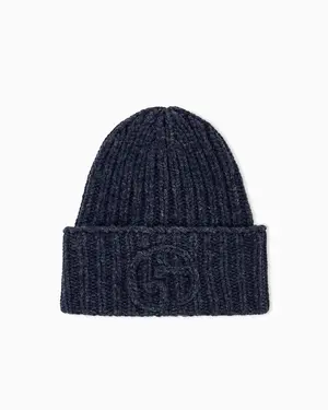 Giorgio Armani Ribbed Wool Beanie - Grey