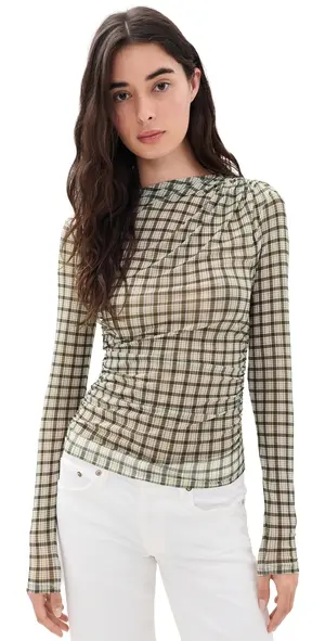 Veronica Beard Nuvina Printed Long Sleeve Top - Loden Multi