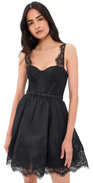 Zimmermann Valiant Lace Trim Mini Dress - Black