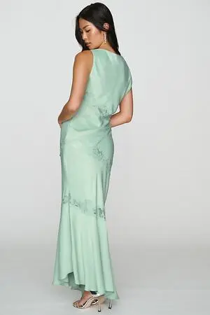 Bhldn Cap-sleeve Sat Maxi Dress