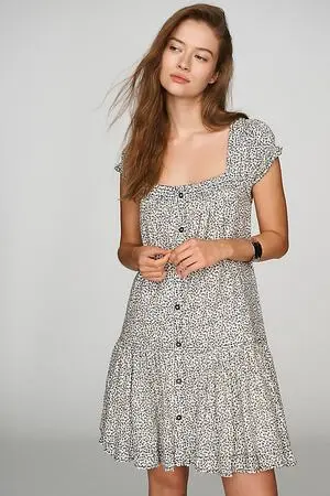 PILCRO 100% Cotton Ruffle Mi Dress
