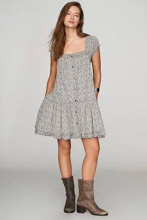 PILCRO 100% Cotton Ruffle Mi Dress