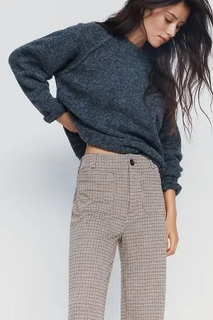 Maeve Colette Houndstooth Full-length Wide-leg Pants