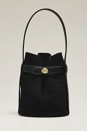 Anthropologie Faux Suede Buckle Bucket Bag