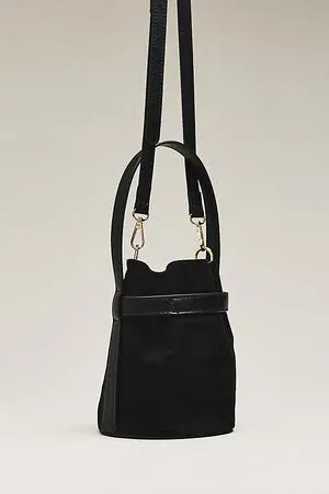 Anthropologie Faux Suede Buckle Bucket Bag