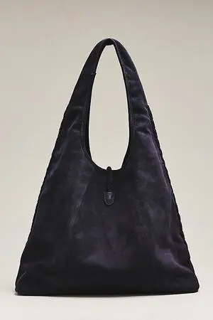 BTB LOS ANGELES Suede Tassel Hobo Bag - Navy Suede
