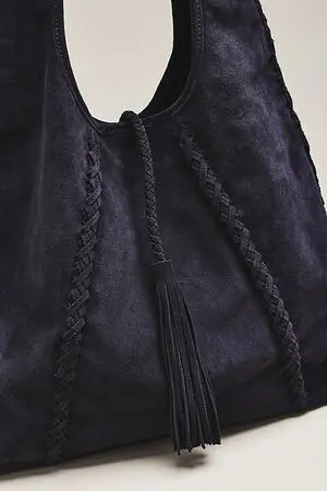 BTB LOS ANGELES Suede Tassel Hobo Bag - Navy Suede