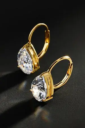 Anthropologie Demi-fe Pear Crystal Earrgs - Gold