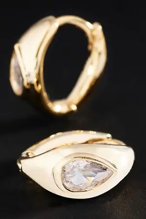 Anthropologie Demi-fe Pear Bezel Earrgs - Gold