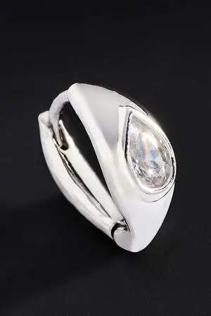Anthropologie Demi-fe Pear Bezel Earrgs - Silver