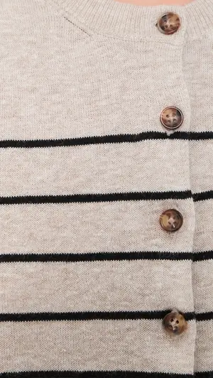 LA LIGNE Striped Knit Sweater Vest - Tan/black