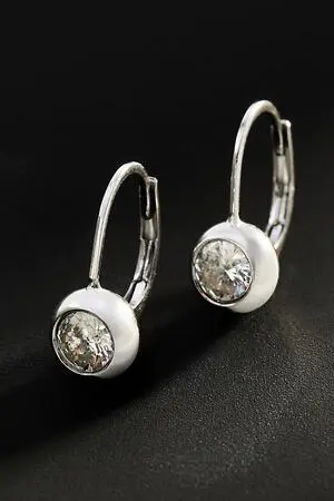 Anthropologie Demi-fe Crystal Bezel Earrgs Silver