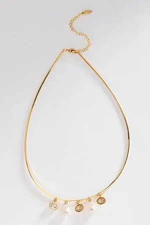 Anthropologie Mixed Pearl Collar Necklace Gold