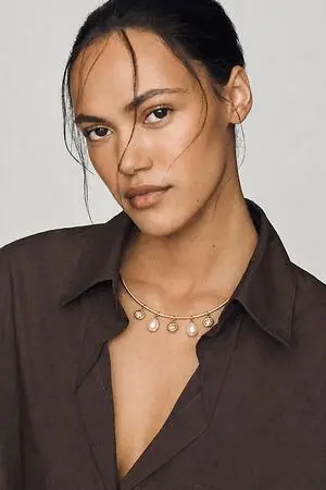 Anthropologie By Anthropologie Mixed Pearl Collar Necklace In Gold Gold