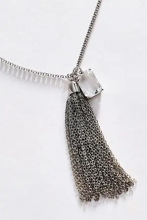 Anthropologie Frged Crystal Pendant Necklace - Silver