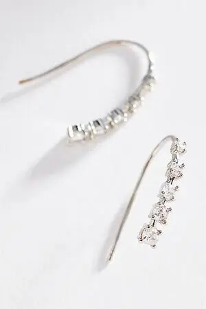 Anthropologie Crystal Hook Earrgs - Silver