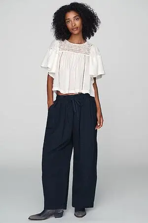 Anthropologie Tie-front Wide-leg Pants - Black