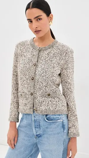 Veronica Beard Rexton Cardigan - Dove Multi