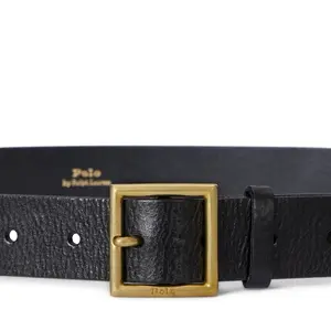 Ralph Lauren Square Buckle Leather Belt - Black