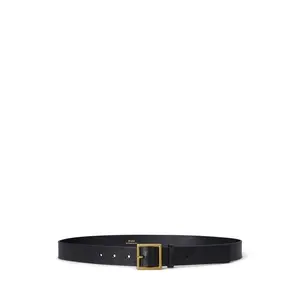 Ralph Lauren Square Buckle Leather Belt - Black