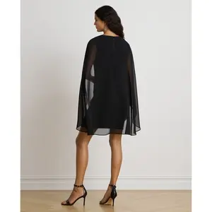 Ralph Lauren Cape Georgette Cocktail Dress