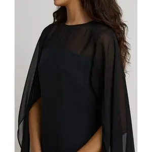 Ralph Lauren Cape Georgette Cocktail Dress