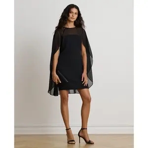 Ralph Lauren Cape Georgette Cocktail Dress