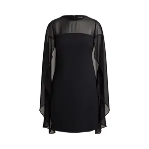 Ralph Lauren Cape Georgette Cocktail Dress