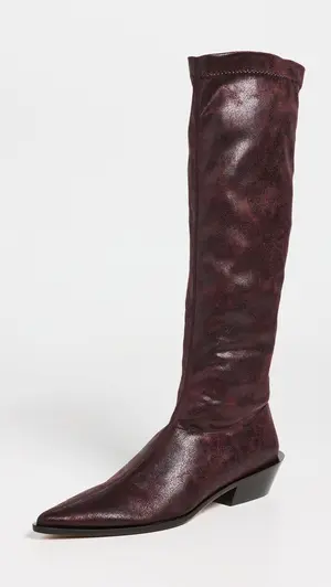 Tibi Bronson Faux Leather Boots - Wine
