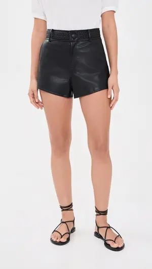 L'Agence Virelle Braided Faux Leather Shorts