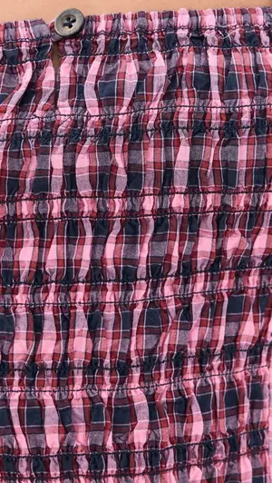 DAMSON MADDER Mallory Midi Dress With Checked Pattern And Shirred Bodice