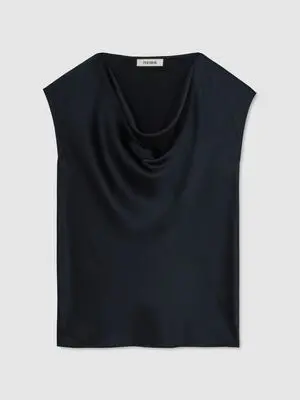 REISS Cate Silk Cowl-neck Sleeveless Top