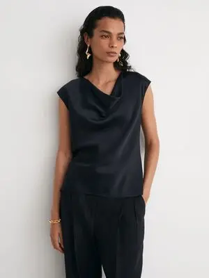 REISS Cate Silk Cowl-neck Sleeveless Top