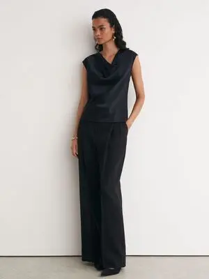 REISS Cate Silk Cowl-neck Sleeveless Top