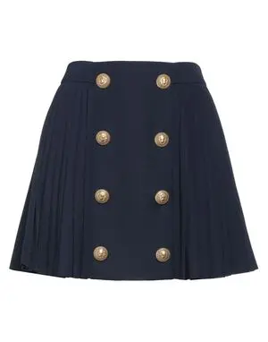 Balmain Midnight Virgin Wool Pleated Mini Skirt
