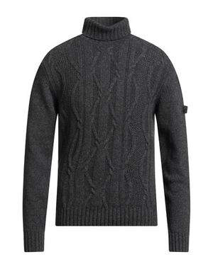 Peuterey Cable-knit Turtleneck In Wool And Polyamide - Charcoal