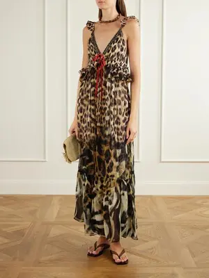 Camilla Leotigra Land" Crystal-embellished Animal-print Silk Maxi Dress - Multi