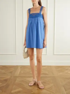 Posse Veda Broderie Anglaise Organic Cotton Poplin Mini Dress