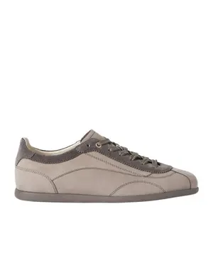 Brunello Cucinelli Nubuck And Suede Lace-up Sneakers With Slim Outsole - Limestone