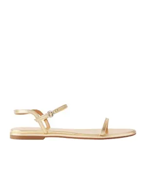 AeydĒ Gold Thin Strap Flat Sandals - Nude
