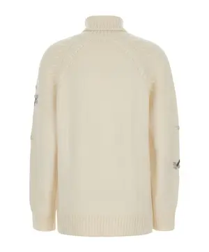 P.a.r.o.s.h Floral Embroidered High Neck Knitted Sweater