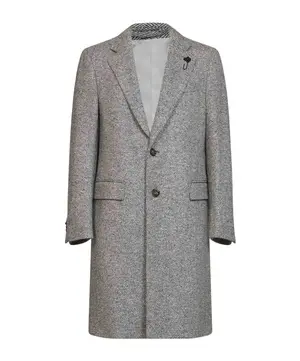 LARDINI Single-breasted Herringbone Coat
