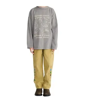 BOBO CHOSES Twill Pants With Embroidered Logo Detail - Khaki