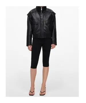 SELF-PORTRAIT Faux Leather Bomber Jacket