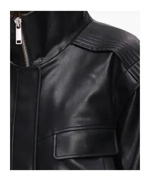 SELF-PORTRAIT Faux Leather Bomber Jacket