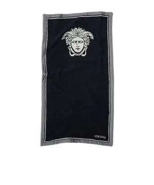 Versace Cotton-terry Jacquard Bath Towel - Blue
